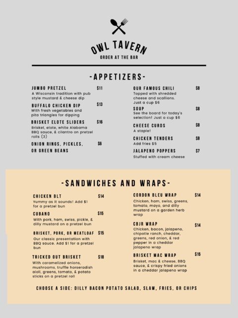 Menu | Owl Tavern